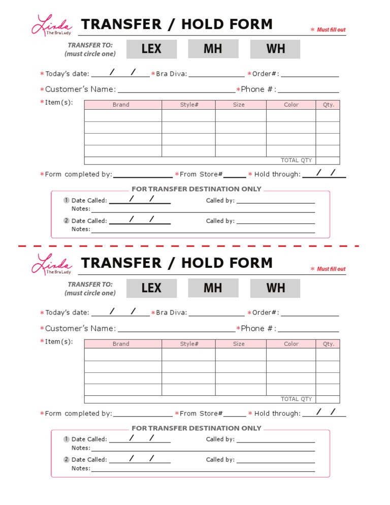 Store Transfer/Hold Form | PDF | Business | Lifestyle