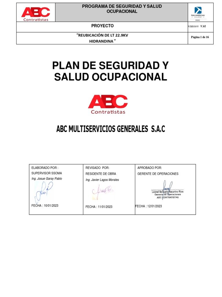 Plan de Seguridad - ABC | PDF | Seguridad y salud ocupacional | Business