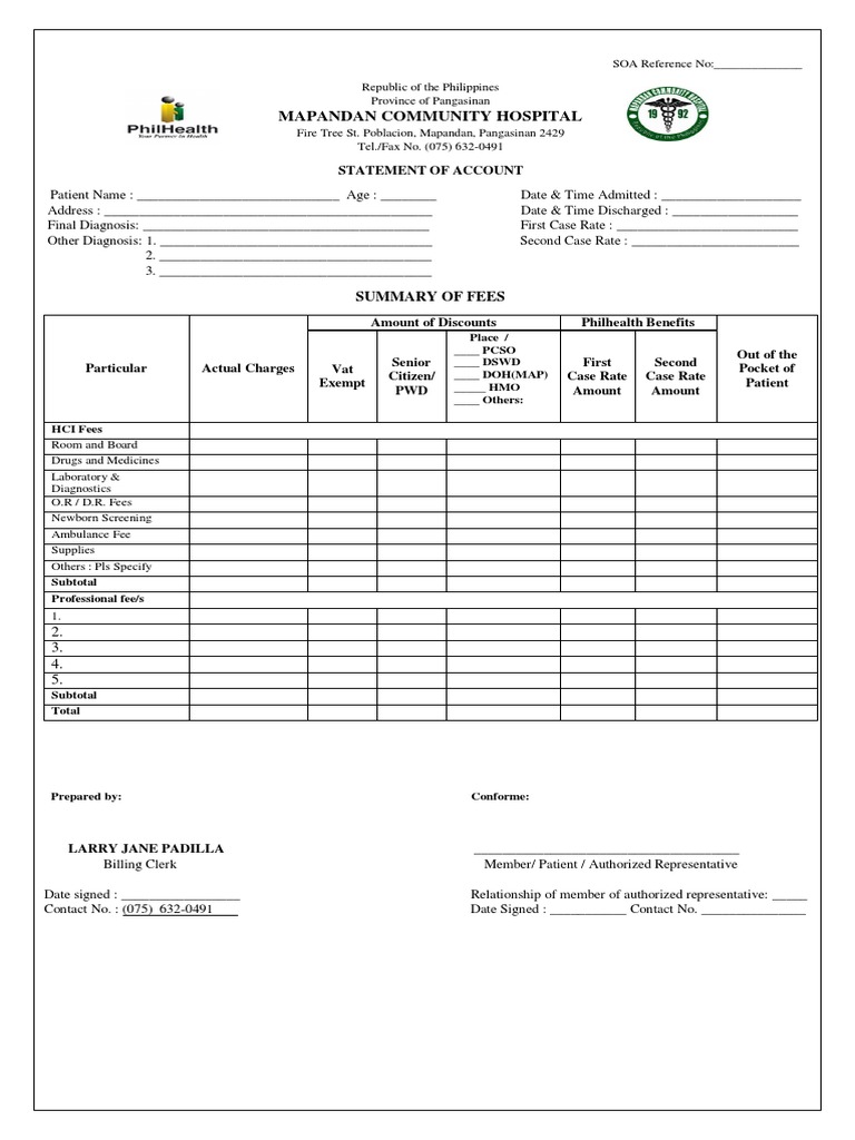 Hospital Billing Summary | PDF | Clinical Medicine | Social Programs