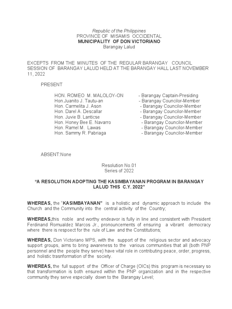 Kasimbayanan Resolution | PDF | Government | Philippines