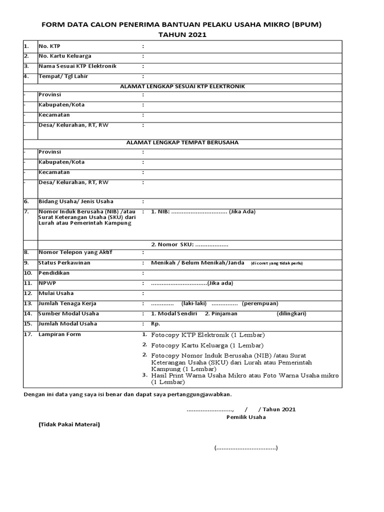 Form Umkm | PDF