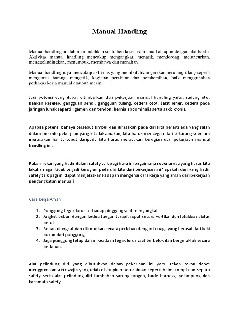 Manual Handling | PDF