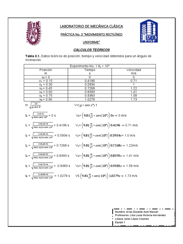 Calculos Previos | PDF | Aceleración | Velocidad