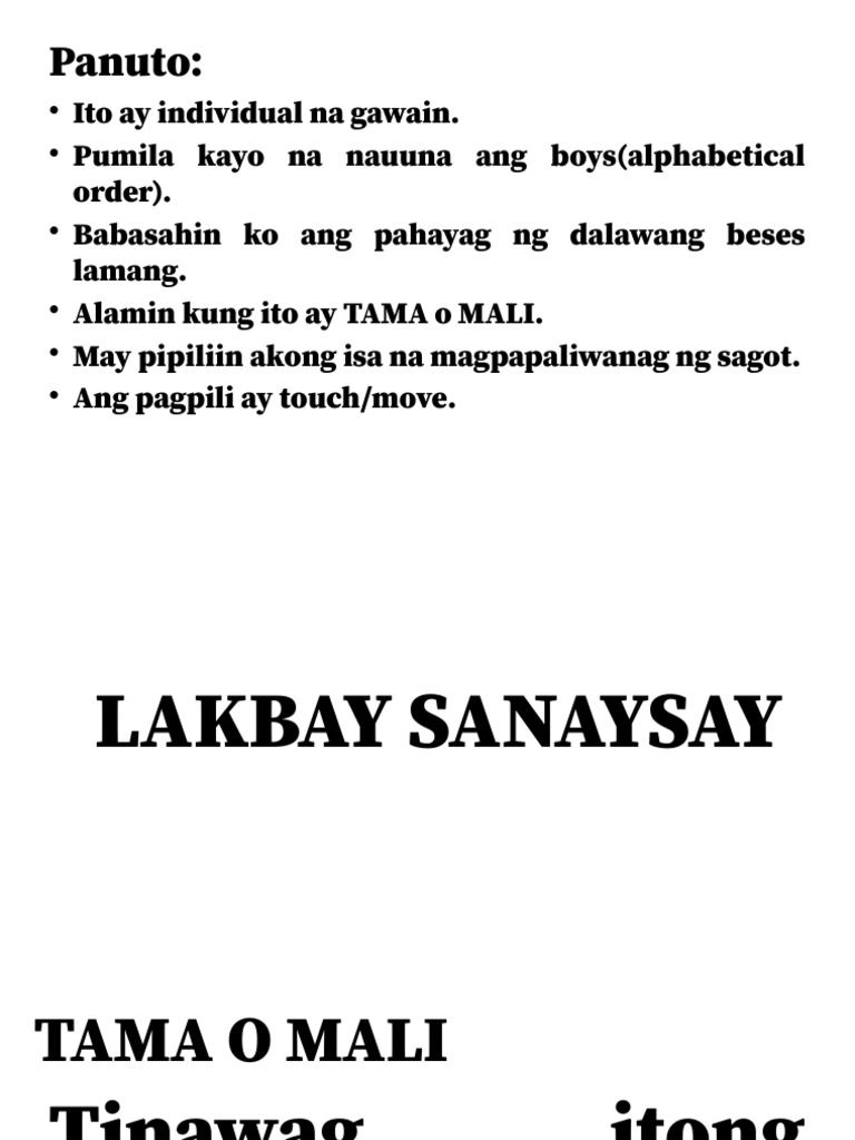Lakbay Sanaysay Tama o Mali | PDF