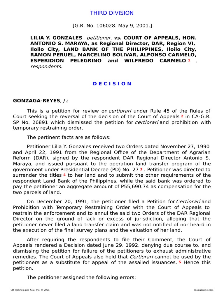 Gonzales v. Court of Appeals | PDF | Certiorari | Appeal