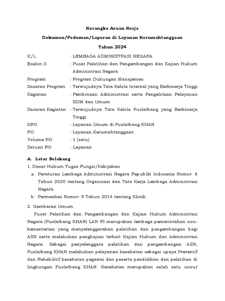 KAK Layanan Umum 2024 | PDF