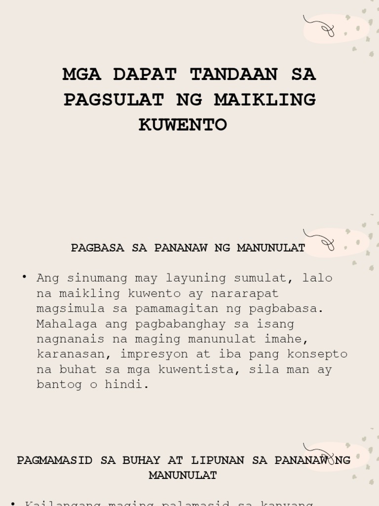 Pagsulat NG Maikling Kuwento | PDF