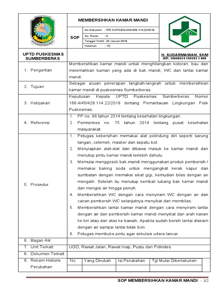 Sop Membersihkan Kamar Mandi | PDF