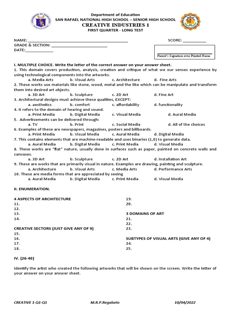 Creative First Summative | PDF | The Arts | Mass Media