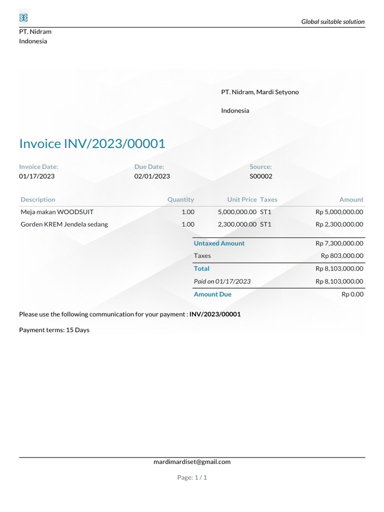 Invoice INV 2023 00001 | PDF | Finance & Money Management