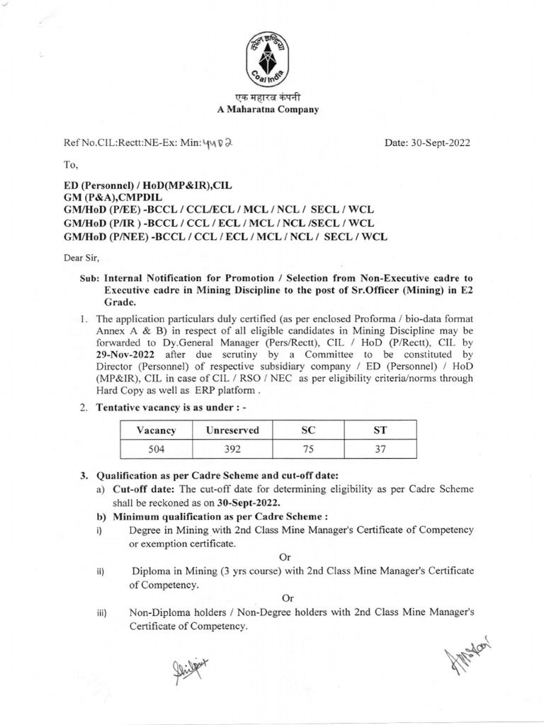 4402 Internal Notification For Promotion Selection From Non Executive ...