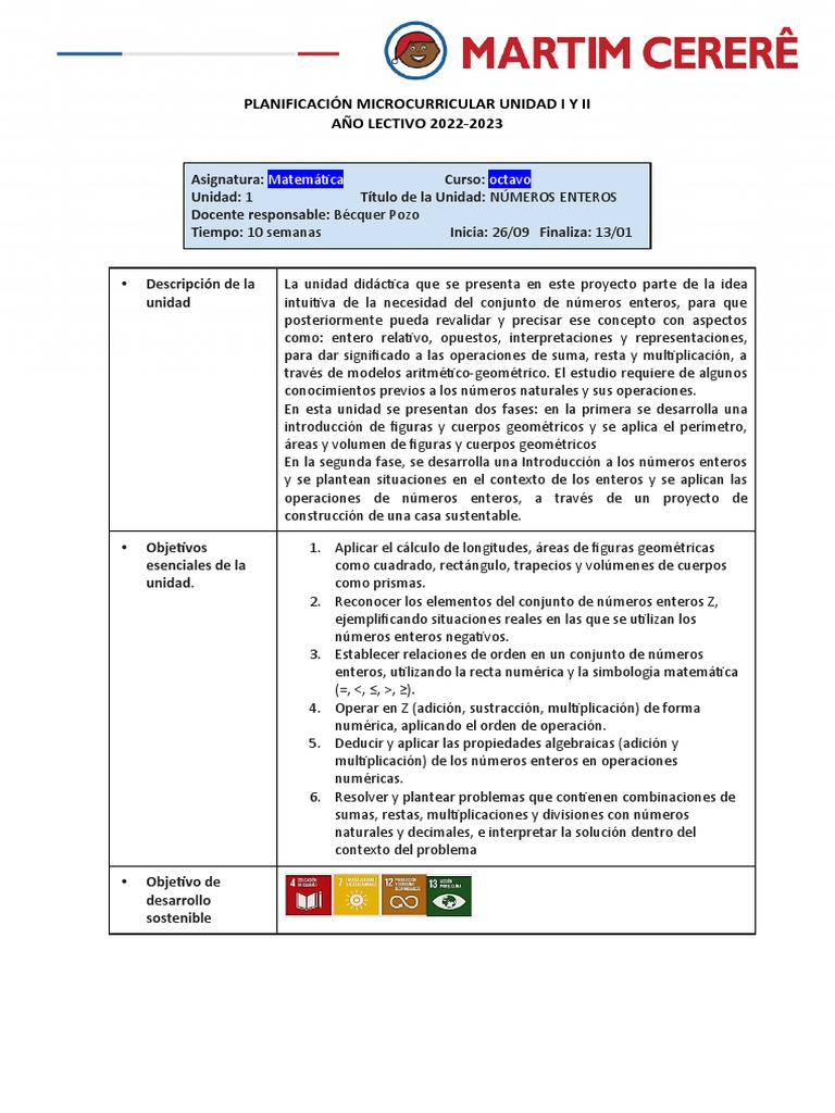2022-2023 - Mat8 - Mic I-Ii | PDF | Multiplicación | Sustracción