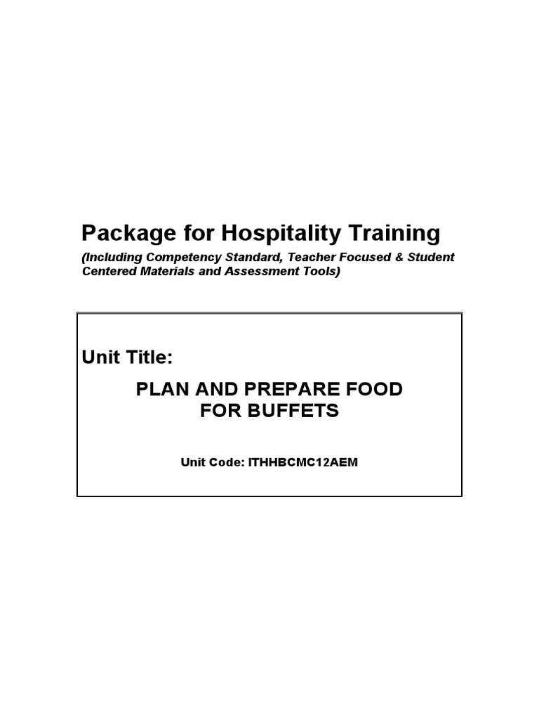 Ithhbcmc12aem Plan And Prepare Food For Buffets Pdf Mayonnaise Salad