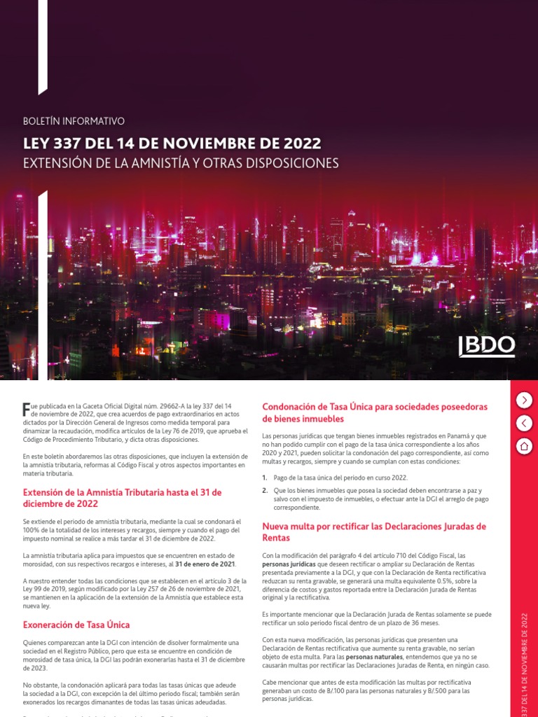 Ley 337 Del 14 11 22 | Descargar gratis PDF | Impuestos | Evasión de impuestos