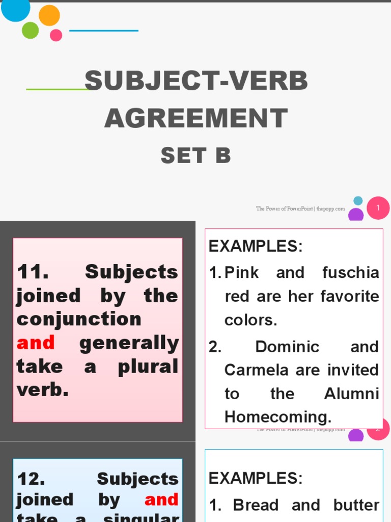 Subject Verb Agreement Set B | PDF | Grammatical Number | Plural