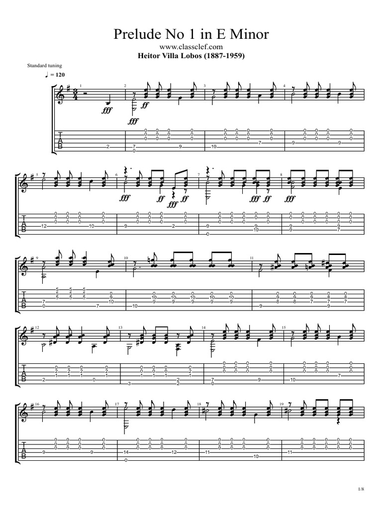 Prelude No 1 E Minor by Heitor Villa Lobos | PDF