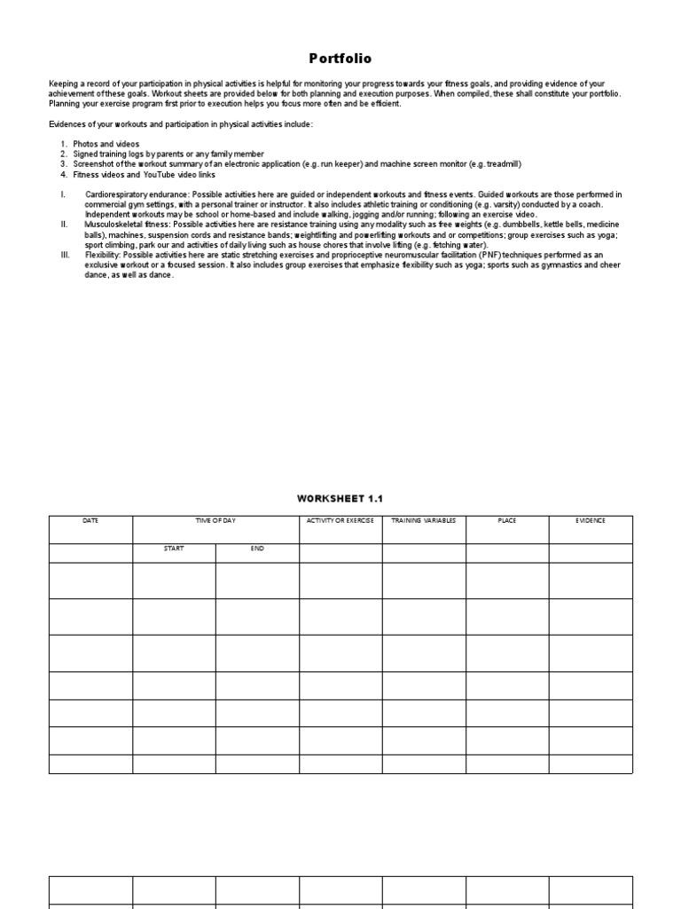 Portfolio | PDF | Weight Training | Physical Fitness