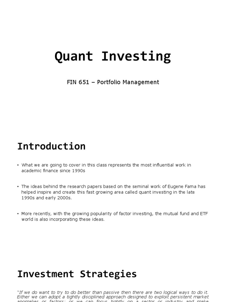 Quant Trading | PDF | Capital Asset Pricing Model | Stocks
