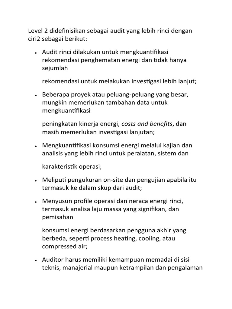 Audit Energi Level 2: Rincian dan Analisis | PDF | Bisnis | Teknologi ...
