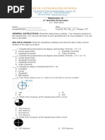 MATH 10 Test With Answer Key | PDF | Circle | Angle