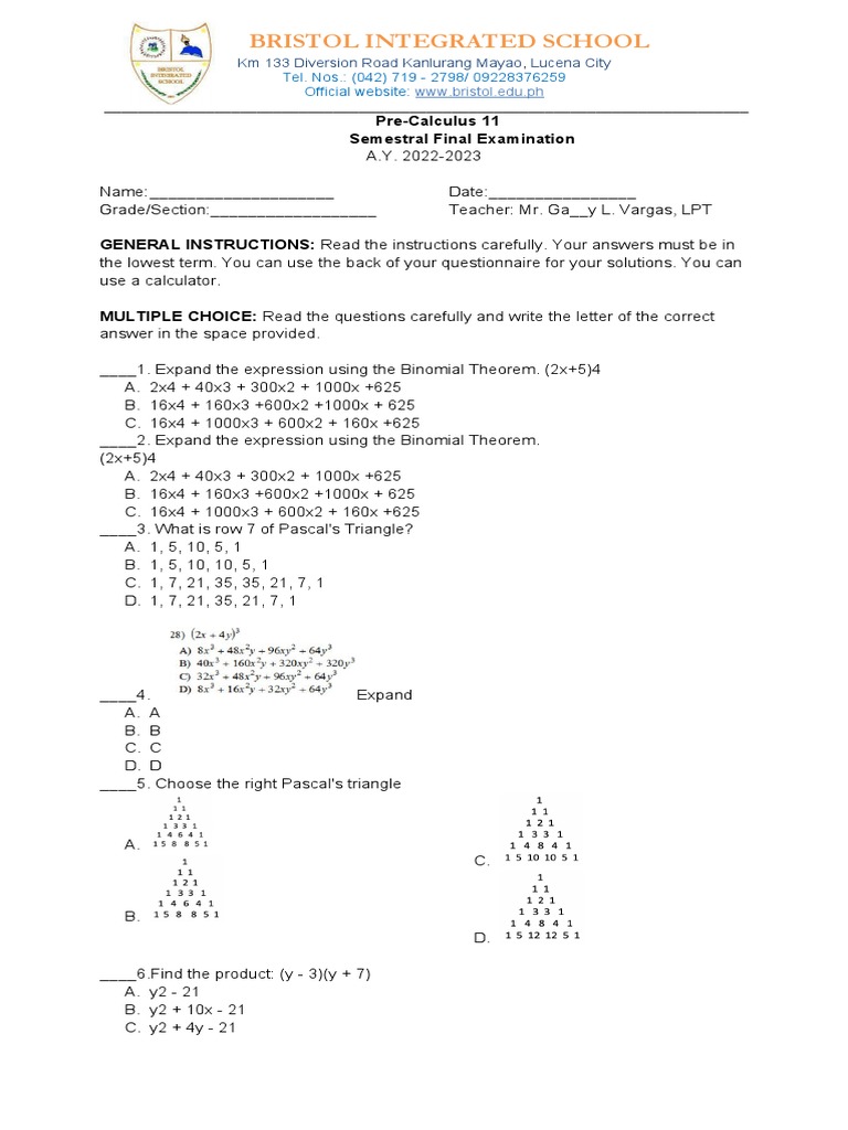 13 Copies (General) Second Quarter Grade 11 Pre-Calculus | PDF ... 13 Copies (General) Second Quarter Grade 11 Pre-Calculus | PDF ...