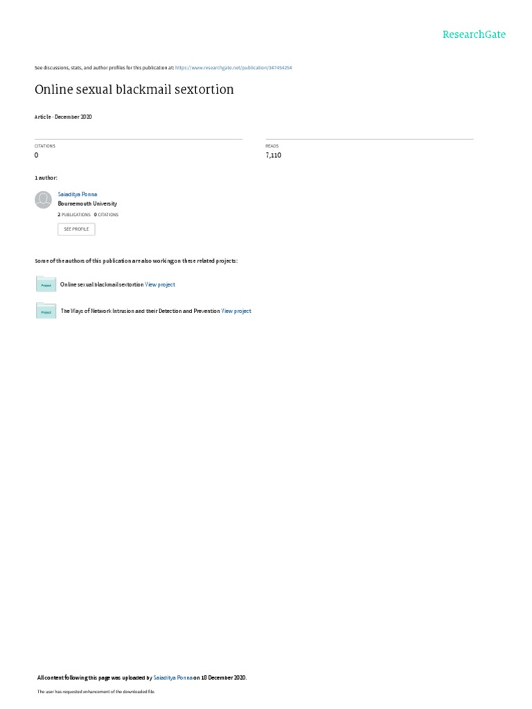 Online Sexual Blackmail Sextortion: December 2020 | PDF | Malware | Extortion