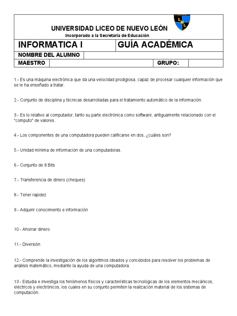 Guía Académica de Informática I | PDF | Archivo de computadora ...