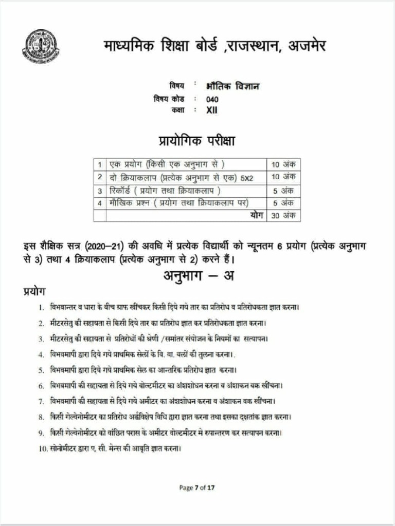 Revised Syllabus for Physics Practical Exam 2021 | PDF | Force | Liquids
