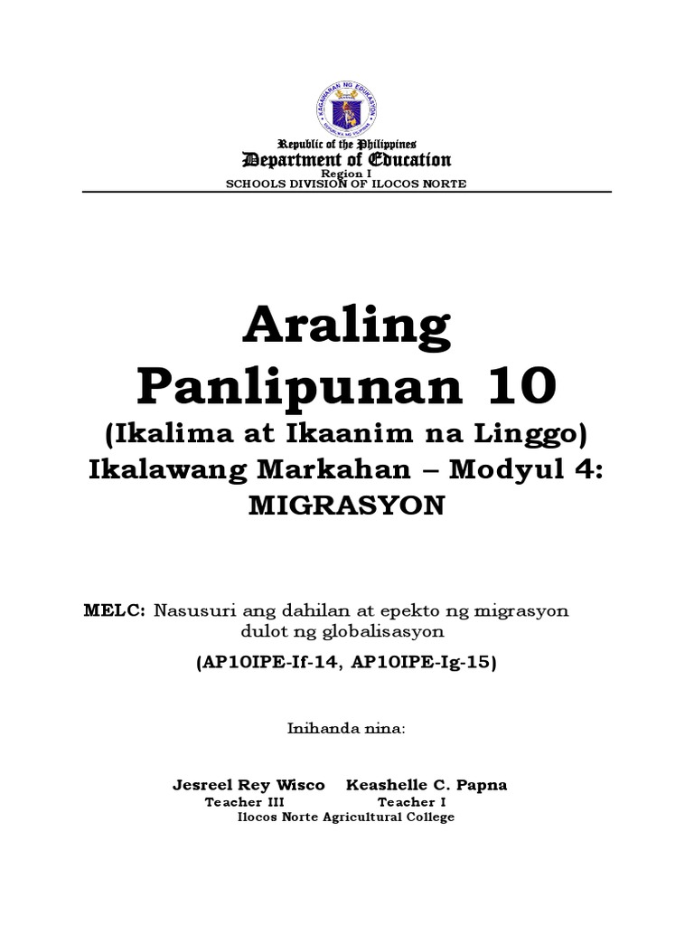 AP10-Q2-Week5 - 6-MELC03-MOD-Papna, Keashelle C., Wisco, Jesreel Rey | PDF