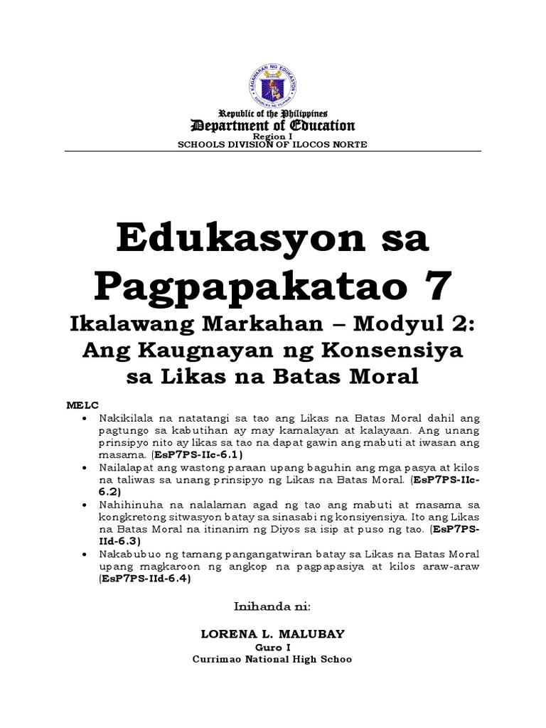 Esp 7 q2 Module2 Week 3 4 Malubay, Lorena | PDF