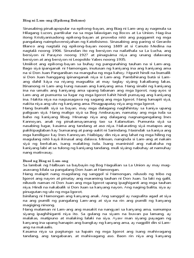 Mga Halimbawa NG Epiko | PDF