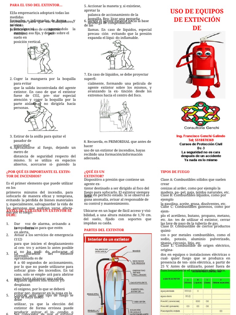 8 Triptico Uso de Extintores | PDF | Incendios | Química