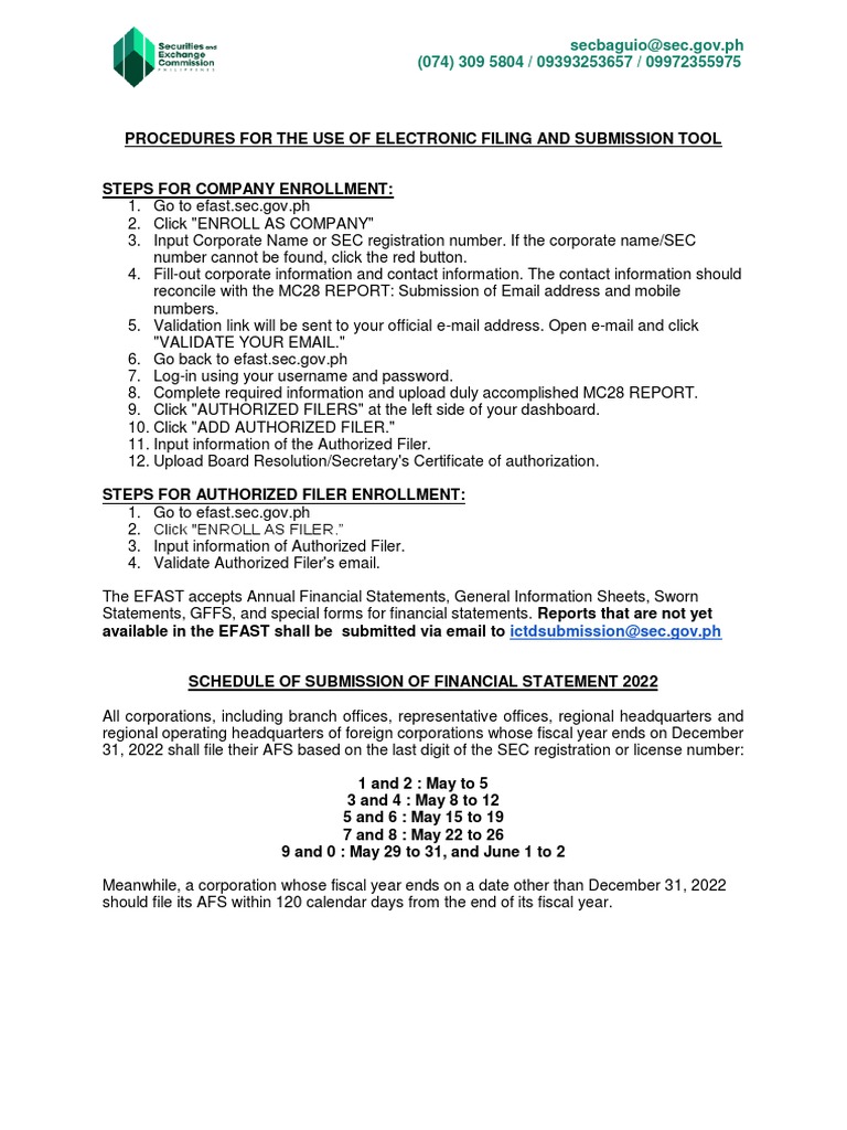 Procedures For The Use of Efast W Afs 2022 | PDF