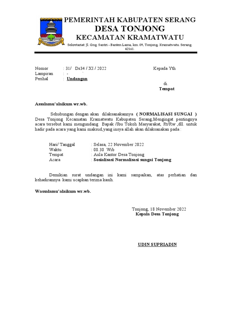 Undangan Rapat Desa Tonjong | PDF | Griya & Taman | Sains & Matematika