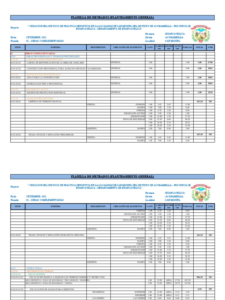 001 - OBRAS COMPLEMENTARIAS | PDF
