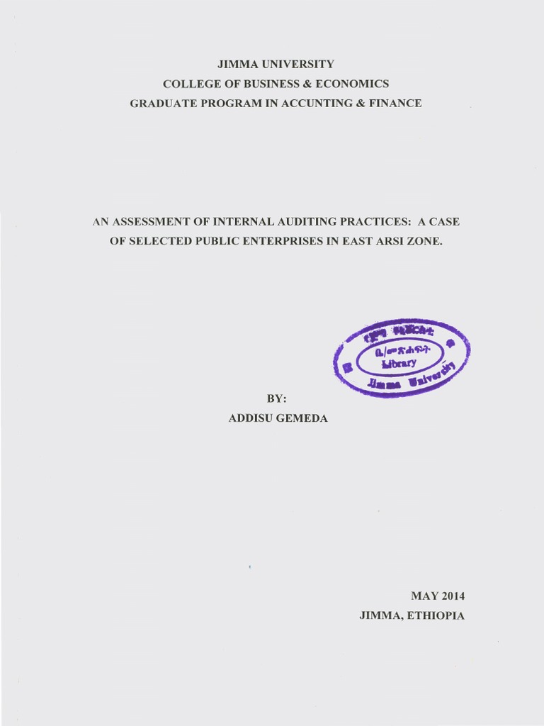 Jimma University College of Business & Economics Graduate Program in ...