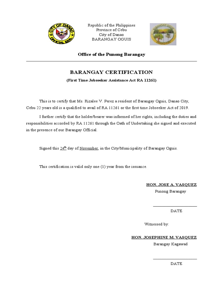 Brgy Certification | PDF