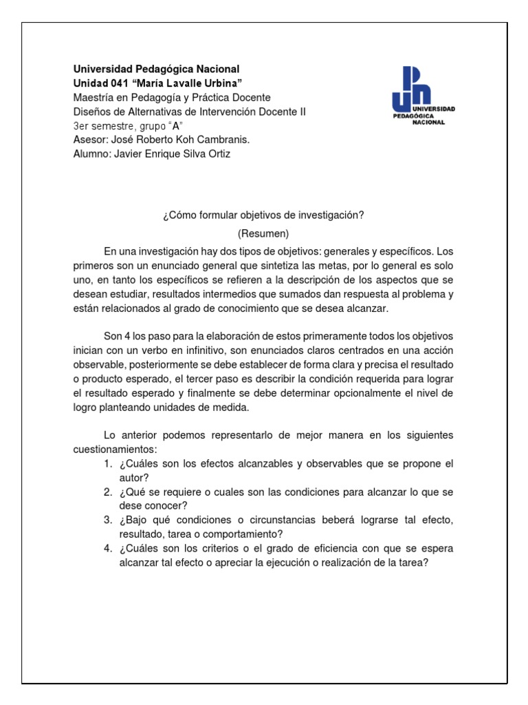 3. ¿Cómo Formular Objetivos de Investigación | PDF