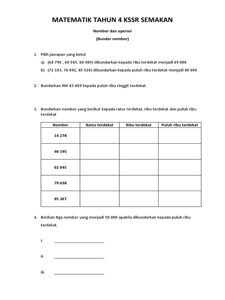 THN 4 Matematik (Bundar) | PDF