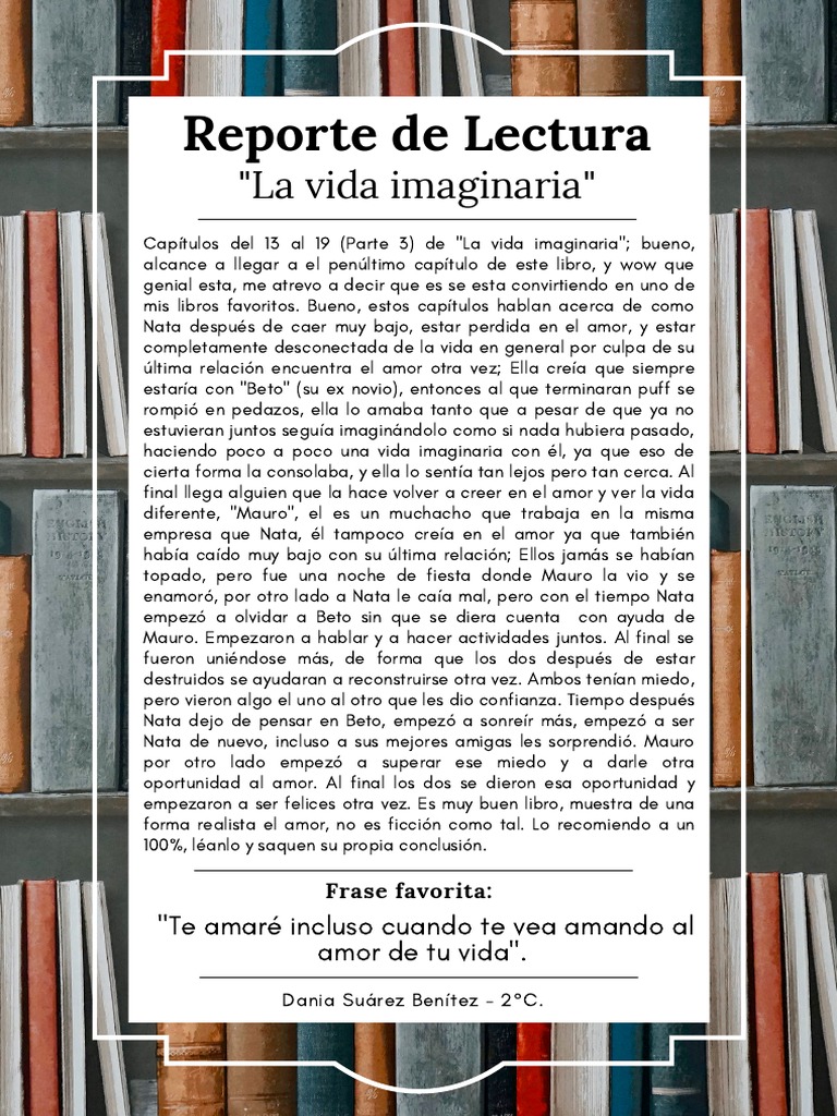 Reporte de Lectura - La Vida Imaginaria | PDF