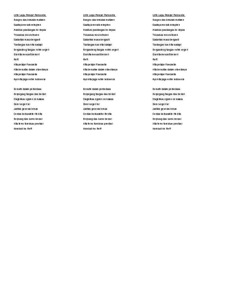 Lirik Lagu Pelajar Pancasila Pdf 8837