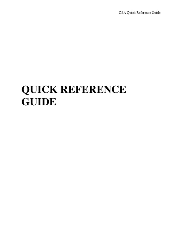 OSA Quick Reference Guide | PDF | Business Process | Itil