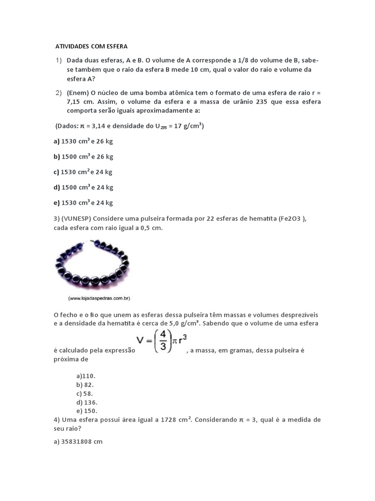 Atividades Com Esfera | PDF