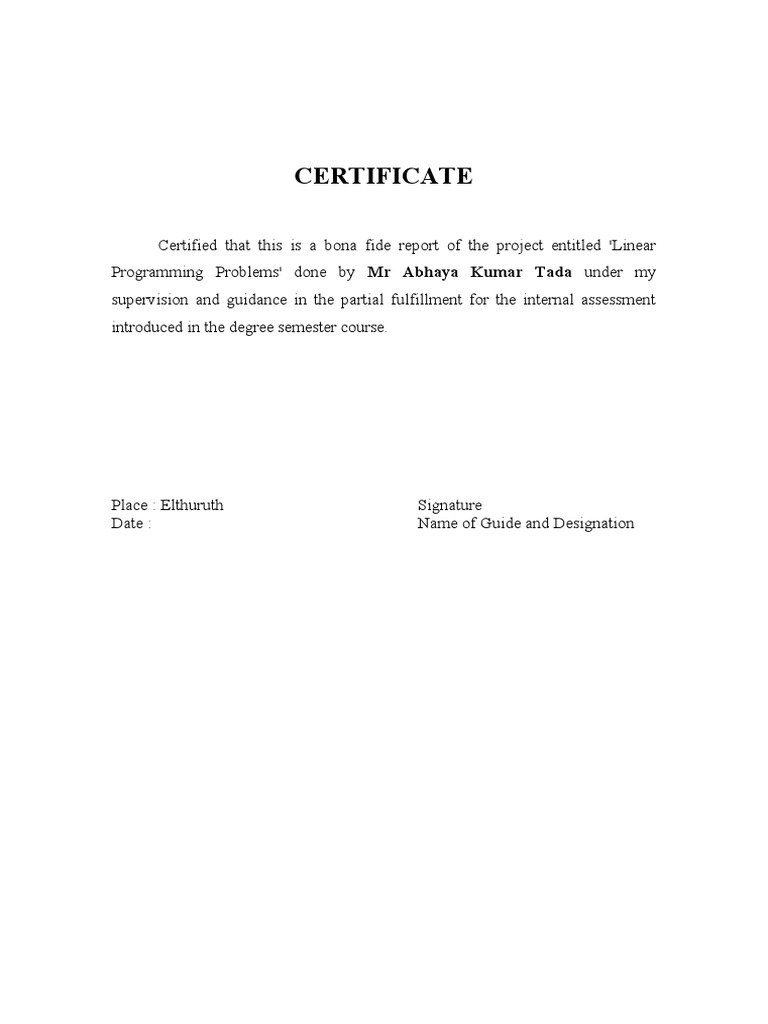 Project On Linear Programming Problems | PDF | Linear Programming ... Project On Linear Programming Problems | PDF | Linear Programming ...