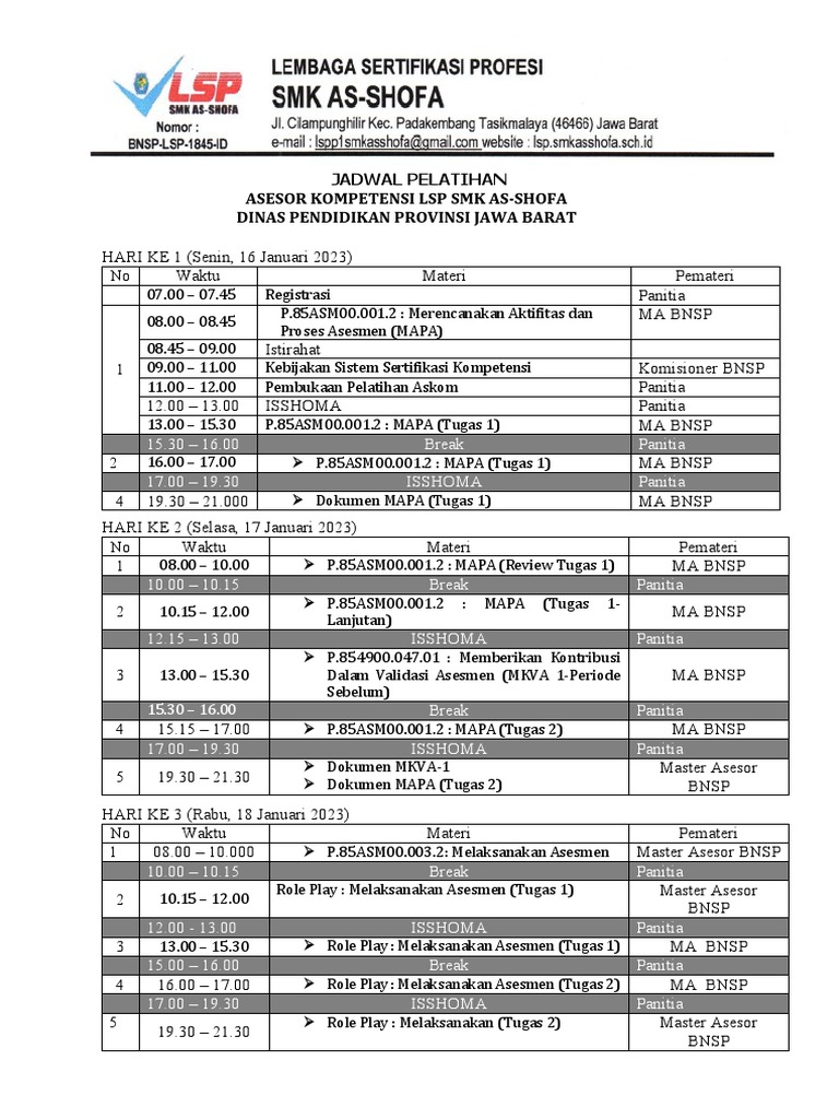 Jadwal Askom 2023 | PDF