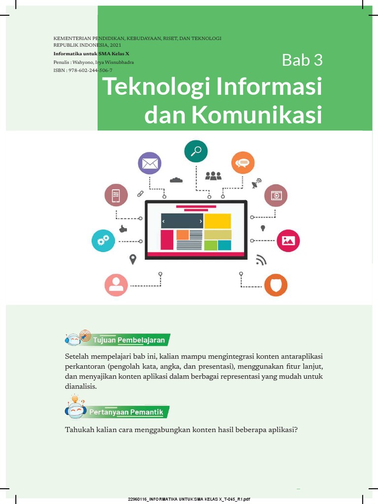 Bab 3 Teknologi Informasi Dan Komunikasi Kelas X | PDF | Komputer