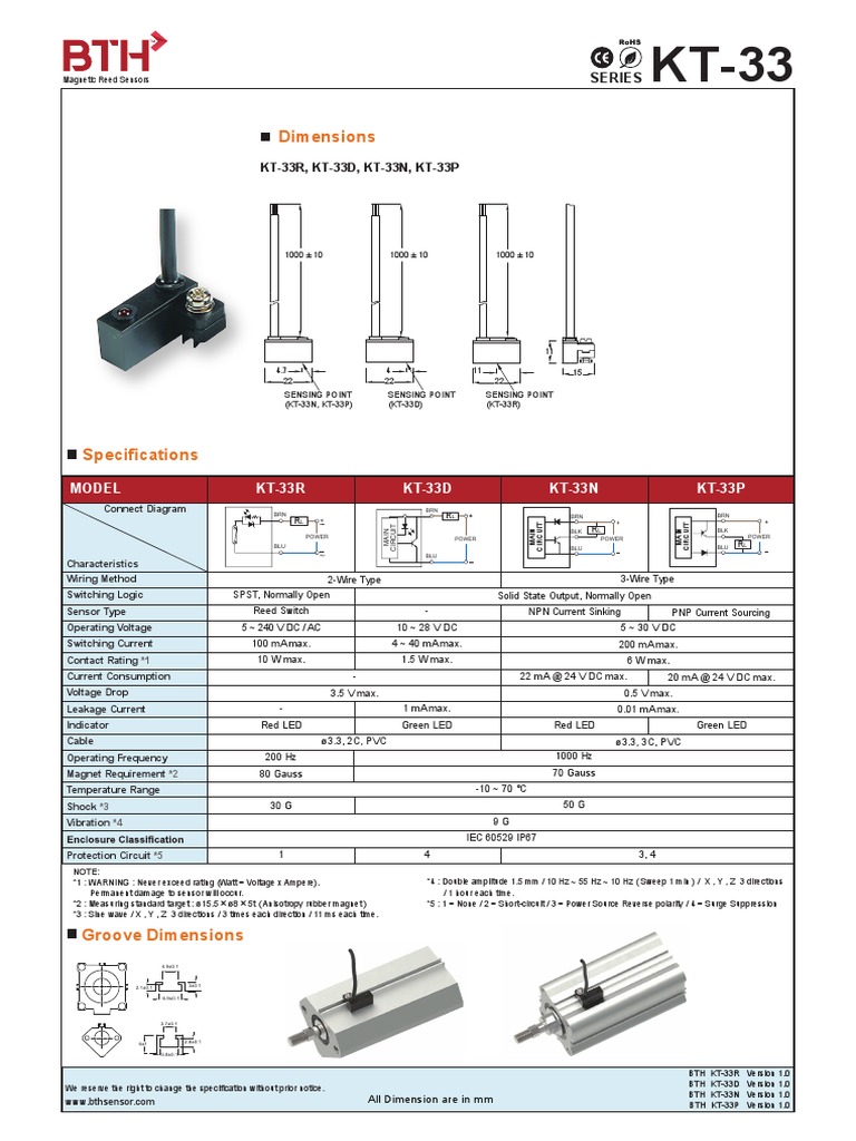 BTH Magnetic Sensor KT33 | PDF | Switch | Bipolar Junction Transistor