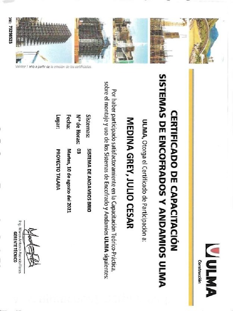 Certificado Ulma | PDF