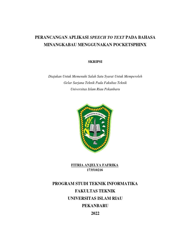 Perancangan Aplikasi Speech To Text Pada Bahasa Minangkabau Menggunakan ...