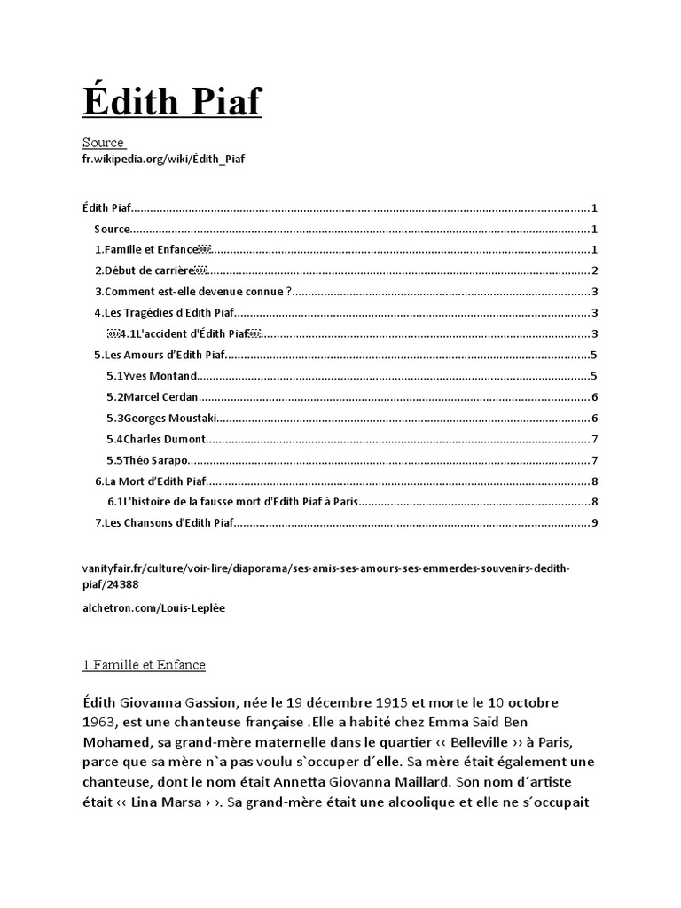Édith Piaf Dossier - Kopie | PDF
